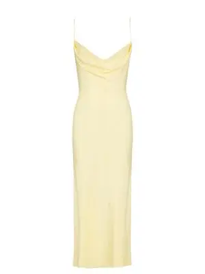 Balmain Long Strappy Silk Satin Dress - Yellow