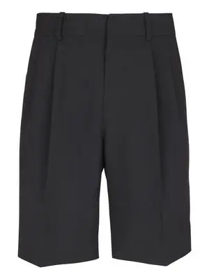 Balmain Wool Darted Bermuda Shorts - Black