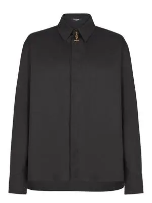 Balmain Asymmetric Poplin Shirt - Black