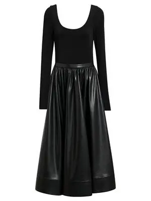 Alice + Olivia Chara Jersey-paneled Midi Dress - Black