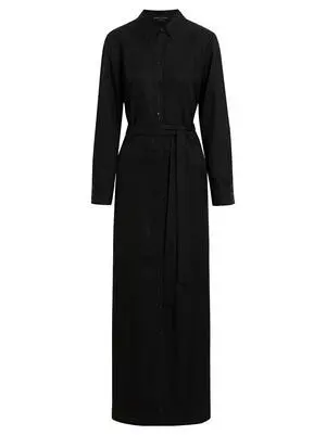 Alice + Olivia Lyocell, Linen, And Cotton-blend Maxi Shirt Dress - Black