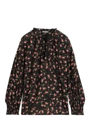 Alice + Olivia Floral-print Voile Top - Black