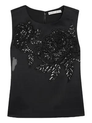 Alice + Olivia Alice Olivia Amal Embellished Twill Top - Black