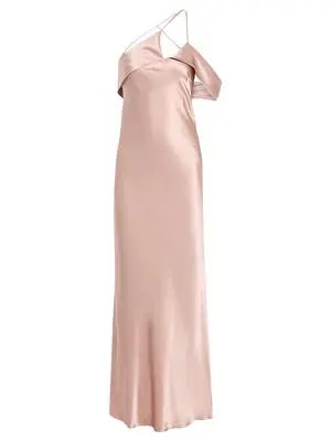 Michelle Mason One-shoulder Silk-satin Gown - Blush