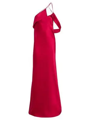 Michelle Mason One-shoulder Silk-satin Gown - Crimson
