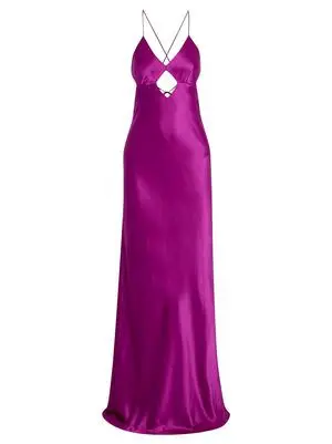 Michelle Mason Cutout Silksatin Gown - Magenta