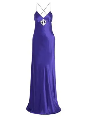 Michelle Mason Cutout Silksatin Gown - Purple