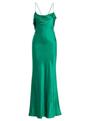 Michelle Mason Draped Silk-satin Gown - Jade