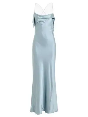 Michelle Mason Draped Silk-satin Gown - Slate Blue