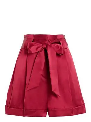 Michelle Mason Silk-satin High-rise Shorts - Crimson