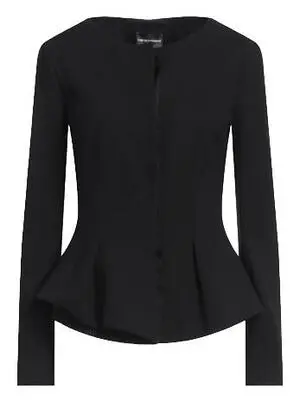 Emporio Armani Jacket In Viscose Blend With Peplum - Black