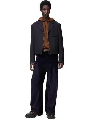 Loewe Cotton And Wool Hybrid Trousers - Dark Navy Blue/navy