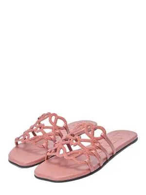Loewe Petal Anagram Rhinestone-embellished Slides - Blush