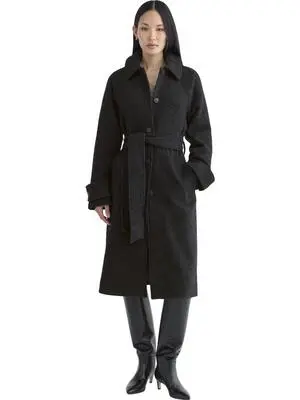 Everlane Italian Belted Overcoat - Carbone/black