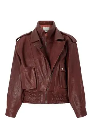 Isabel Marant Aneli Laye Textured Leather Jacket - Red