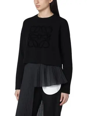 Loewe Cropped Wool-blend Sweater - Black