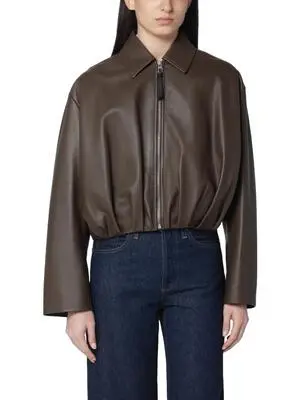 Loewe Leather Zip Bomber - Green