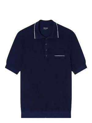 Giorgio Armani Polo Shirt In Cashmere And Silk - Navy