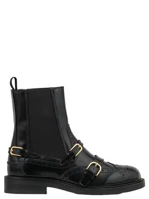 Sandro Leather Chelsea Boots With Buckles - Black