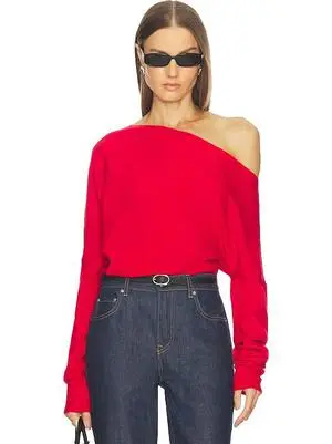 SRG Yolaine Off-shoulder Cashmere Sweater - Red