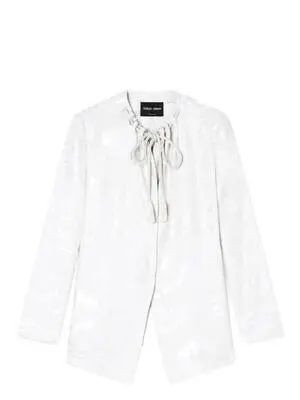 Giorgio Armani Moiré Linen Jacket - White