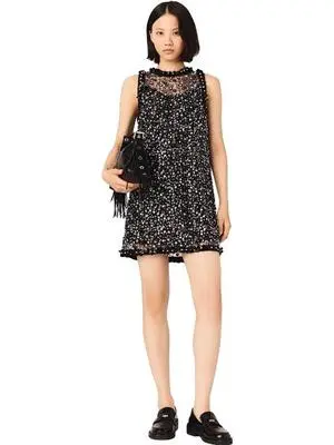 Maje Rhinestone Floral Dress - Black