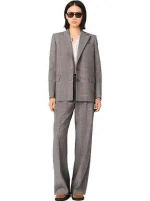 Maje Checked Suit Jacket - Black / White / Pink / Gray