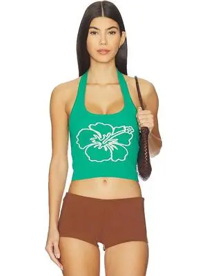 KULANI KINIS Knit Halter Tank Top - Green Envy