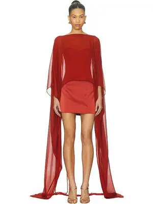 LOVERS AND FRIENDS Mini Dress With Draped Overlay And Exaggerated Sleeves