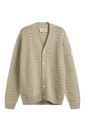 MAISON MARGIELA Cotton Ribbed Open Weave Cardigan - Dune