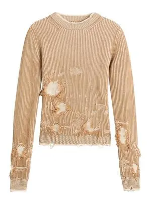 MAISON MARGIELA Shredded Knit Jumper - Camel/chalk