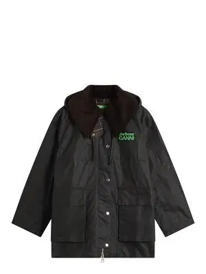 Barbour X Ganni Hooded Wax Coat - Classic Tartan/fern