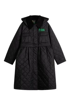 Barbour X Ganni Peplum Quilted Jacket - Black/classic Tartan