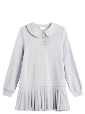 MY MUM MADE IT Polo Mini Long Sleeve Pleat Dress - Grey
