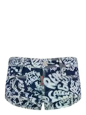 Dsquared2 Graphic Denim Shorts - Blue