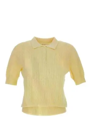 LISA YANG Ribbed Polo Top - Yellow