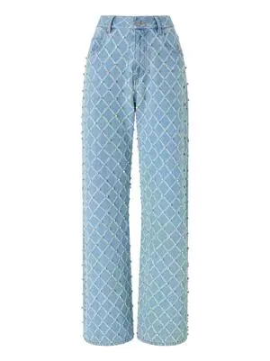 Pinko Studded Lattice Jeans - Blue