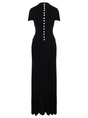 MANURI Mia Pearl-embellished Maxi Dress - Black