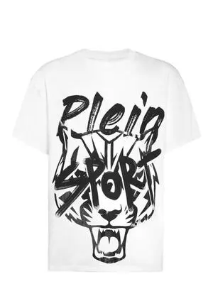 PLEIN SPORT Tiger-print Crew-neck T-shirt - White