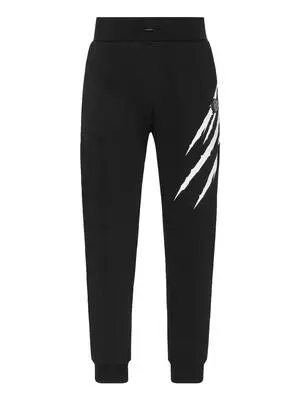 PLEIN SPORT Claw-print Cotton Sweatpants - Black