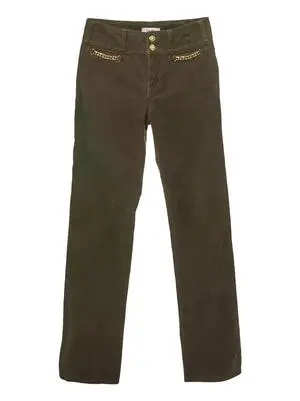 Celine Corduroy Trousers With Chain Detail - Brown