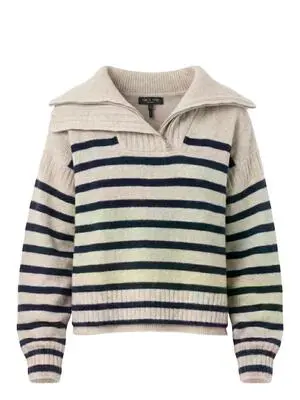 Rag & Bone Striped Quarter Zip Sweater - Neutrals