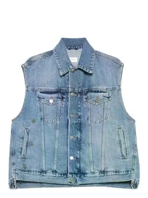 HAIKURE Button Denim Gilet - Blue
