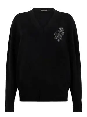 Roberto Cavalli Long-sleeve V-neck Sweater - Black