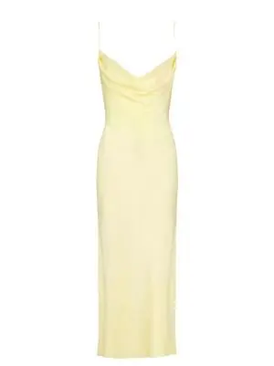 Balmain Cowl-neck Satin Dress - Yellow
