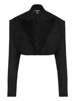 Balmain Grain-de-poudre Buttoned Jacket - Black