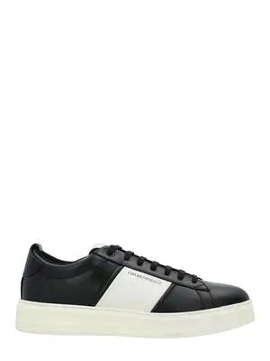 Emporio Armani Panelled Lace-up Sneakers - Black