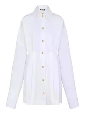 Balmain Buttoned Poplin Shirt Dress - White