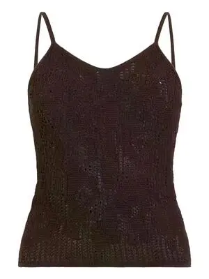 Roberto Cavalli Crochet Spaghetti-strap Top - Brown