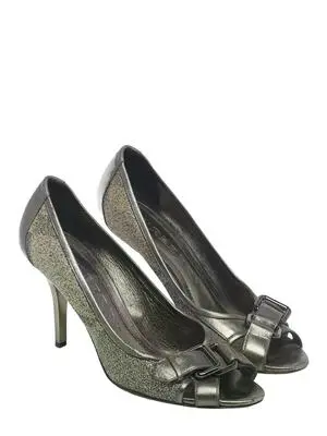 Burberry Peep-toe Heeled Pumps - Grey